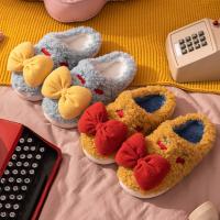 China Wholesale Women Home Slippers Fluffy bowknot Home Slippers For ladies Floor Slippers With Soft Bottom for sale