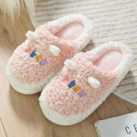 China Wholesale Custom 2021 New Design Cartoon Plush Slippers Female Cute Warm Thick Bottom Anti-slip Home Indoor Shoes for sale