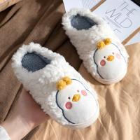 China Wholesale 2021 New Design Female Winter Cartoon slippers Wholesale Cute Penguin Shape Plush Warm Home Indoor Shoes for sale