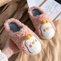 China Wholesale 2021 New Design Female Winter Cartoon slippers Wholesale Cute Penguin Shape Plush Warm Home Indoor Shoes for sale
