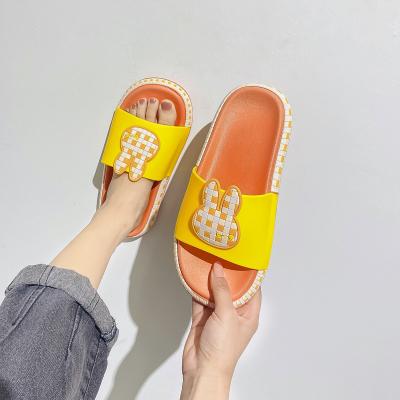 China 2021 summer couple's lovely rabbit slippers comfortable soft bottom non-slip house shoes lightweight casual shoes for sale