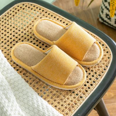 China Wholesale Customized Good Quality Breathable Summer house Indoor Women Sandals Linen Open Toe Slippers for sale