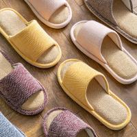 China Wholesale Customized Good Quality Breathable Summer house Indoor Women Sandals Linen Open Toe Slippers for sale