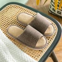 China Wholesale Customized Good Quality Breathable Summer house Indoor Women Sandals Linen Open Toe Slippers for sale