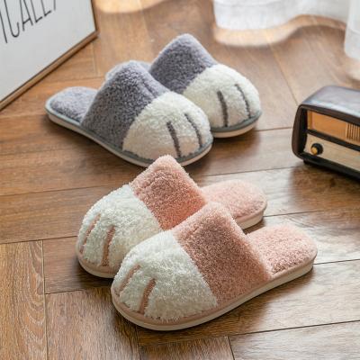 China Women Winter Home Slippers Cartoon Cat house Shoes Soft Winter Warm Couple Bedroom House Indoor slippers for sale