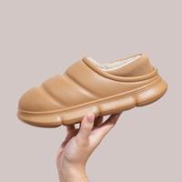 China Winter ladies solid color closed toe Slippers Fuzzy Indoor Outdoor Eva Thick Bottom Non-slip house Shoes couple home Slipper for sale