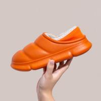 China Winter ladies solid color closed toe Slippers Fuzzy Indoor Outdoor Eva Thick Bottom Non-slip house Shoes couple home Slipper for sale