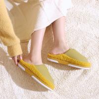 China 2021 New Design Simple PU leather Couple Slippers Winter Warm Waterproof Hard-Wearing Female Home indoor Shoes for sale