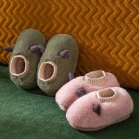 China 2021 New Design Children Cute Ox Horn Wrap heel Slippers Autumn Winter Warm Non-slip Soft Sole Home Indoor Shoe kids fur slipper for sale