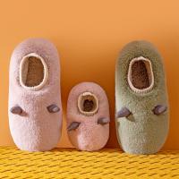 China 2021 New Design Children Cute Ox Horn Wrap heel Slippers Autumn Winter Warm Non-slip Soft Sole Home Indoor Shoe kids fur slipper for sale
