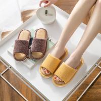 China 2021 new fashion linen couple slippers autumn home non-slip mute and sweat-absorbent soft bottom floor slippers for sale