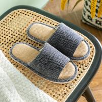 China 2021 new fashion linen couple slippers autumn home non-slip mute and sweat-absorbent soft bottom floor slippers for sale