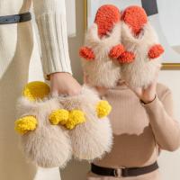 China 2021 custom new Fashion winter women's fur slippers flat cute ear slippers women long hair house shoes for sale