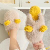 China 2021 custom new Fashion winter women's fur slippers flat cute ear slippers women long hair house shoes for sale