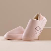 China New Design couple Cute Cartoon Bear Printing Wrap Heel Shoes Thicken Sole Thermal Waterproof Home Indoor Slippers for sale