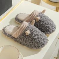 China new Winter souple thick warm horns ladies cute Colorful house indoor slippers soft and comfortable closed toe for men for sale