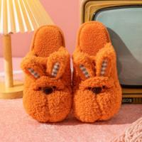 China new arrival rabbit hair PVC sole slippers winter cartoon house indoor thick soled plush shoes women fluffy grid pattern slipper for sale