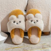 China women's Cute bear breathable soft bottom home slippers lovely non-slip winter fluffy house shoes in stock for sale