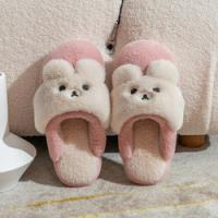 China women's Cute bear breathable soft bottom home slippers lovely non-slip winter fluffy house shoes in stock for sale