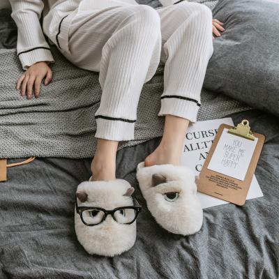 China 2021 Woman Slippers Lucky Cat Couple Cartoon Winter fluffy Cute Home Indoor Warmth house Shoes For ladies for sale