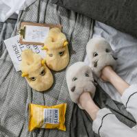 China 2021 Woman Slippers Lucky Cat Couple Cartoon Winter fluffy Cute Home Indoor Warmth house Shoes For ladies for sale