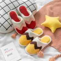 China New design 2021 slippers women winter patchwork color thick soles comfortable slippers family couples warm non-slip house shoes for sale