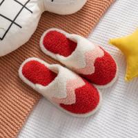 China New design 2021 slippers women winter patchwork color thick soles comfortable slippers family couples warm non-slip house shoes for sale