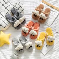 China Hot sell Women Comfy Faux Fur House Slipper Scuff Memory Foam Slip on Sole Cartoon cloud ladies closed shoes for sale