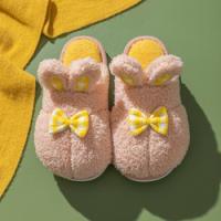 China new style wholesale plush rabbit slippers Warm pink House shoes for woman fluffy cute cartoon animal slipper ladies shoes for sale