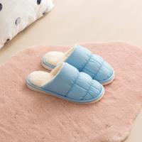 China Unisex good Fabric solid color Indoor Plush House Cotton Women Winter home Slipper in stock lining shoes female fur slippers for sale
