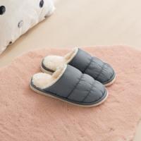 China Unisex good Fabric solid color Indoor Plush House Cotton Women Winter home Slipper in stock lining shoes female fur slippers for sale