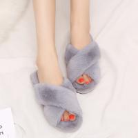 China Wholesale ladies house indoor and outdoor fashion pure color ladies open toe slipper fluffy winter ladies house shoes for sale