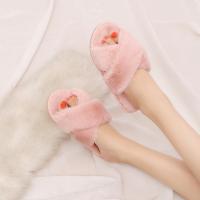 China Wholesale ladies house indoor and outdoor fashion pure color ladies open toe slipper fluffy winter ladies house shoes for sale
