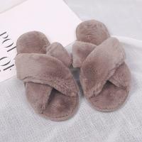 China Wholesale ladies house indoor and outdoor fashion pure color ladies open toe slipper fluffy winter ladies house shoes for sale