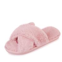 China Wholesale ladies house indoor and outdoor fashion pure color ladies open toe slipper fluffy winter ladies house shoes for sale