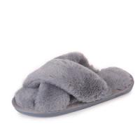 China Wholesale ladies house indoor and outdoor fashion pure color ladies open toe slipper fluffy winter ladies house shoes for sale