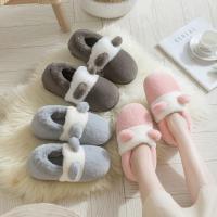 China Wholesale new style winter imitation rabbit fur home bag heel slippers ladies thick-soled cute plush indoor house shoes for sale