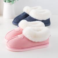 China 2021 summer hot sale faux suede ladies home solid color Round head slippers winter thick warm indoor plush cotton shoes for sale