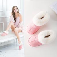 China 2021 summer hot sale faux suede ladies home solid color Round head slippers winter thick warm indoor plush cotton shoes for sale