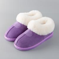 China 2021 summer hot sale faux suede ladies home solid color Round head slippers winter thick warm indoor plush cotton shoes for sale
