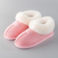 China 2021 summer hot sale faux suede ladies home solid color Round head slippers winter thick warm indoor plush cotton shoes for sale