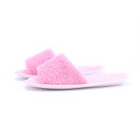 China fluffy Teddy fur pink ladies open toe plush house indoor slippers for sale