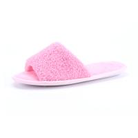 China fluffy Teddy fur pink ladies open toe plush house indoor slippers for sale