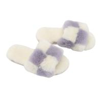 China Fluffy Open Toe Women Casual Flat Shoes Warm Wool Fur Soft Cozy for sale