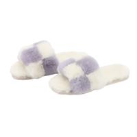China Fluffy Open Toe Women Casual Flat Shoes Warm Wool Fur Soft Cozy for sale