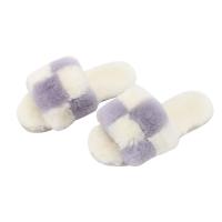 China Fluffy Open Toe Women Casual Flat Shoes Warm Wool Fur Soft Cozy for sale