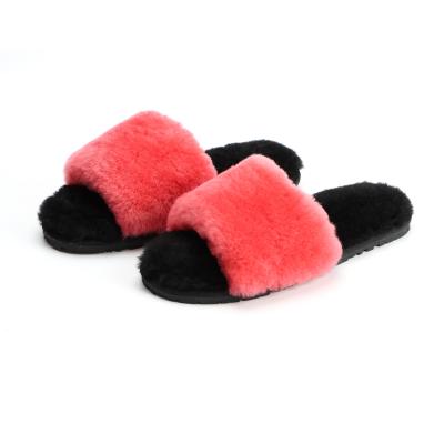 China Wool Fur Slippers Warm Slides fluffy Slippers Home Indoor outdoor Winter open toe shoes for sale