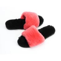 China Wool Fur Slippers Warm Slides fluffy Slippers Home Indoor outdoor Winter open toe shoes for sale