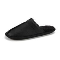 China new design black PU fuzzy slipper warm soft plush winter house indoor slipper for sale