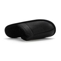 China new design black PU fuzzy slipper warm soft plush winter house indoor slipper for sale